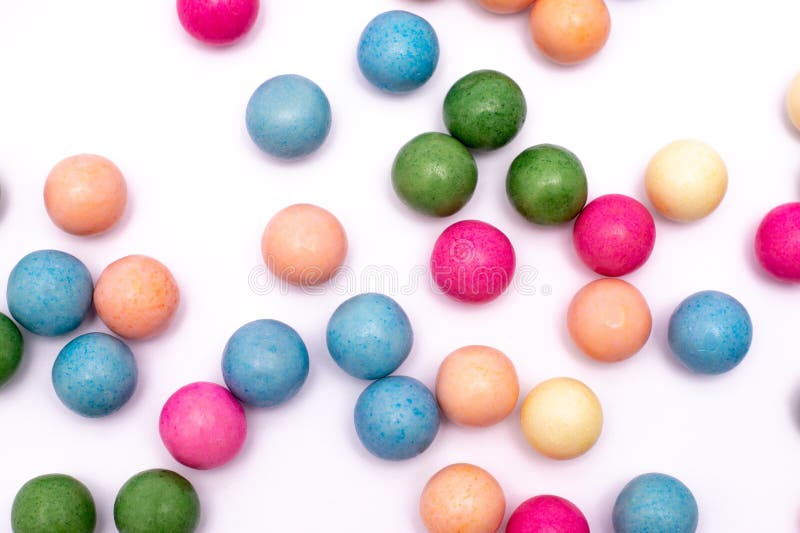 Bunch of Colorful Candy Balls are Scattered on a White Background Stock ...