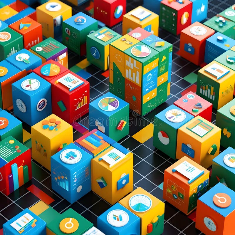 A Bunch of Colorful Cubes on a Table Stock Illustration - Illustration ...