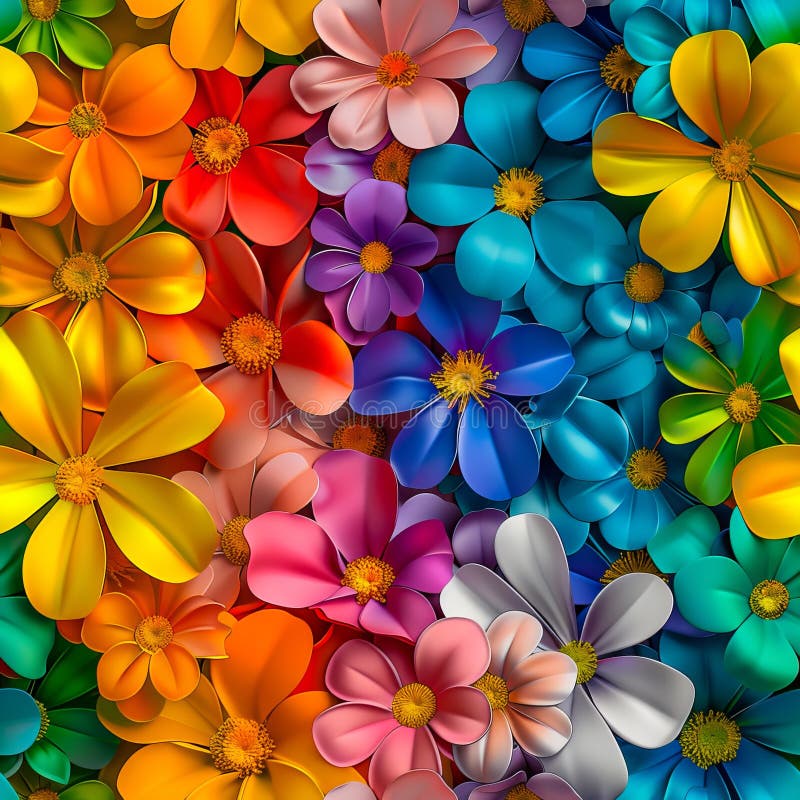 A Bunch of Colorful Flowers that are All Different Colors Stock Image ...