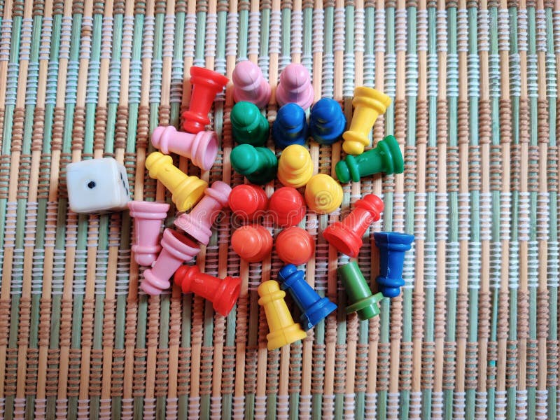 Bunch of Colorful Game Board Pieces Isolated on Mat Stock Image - Image ...