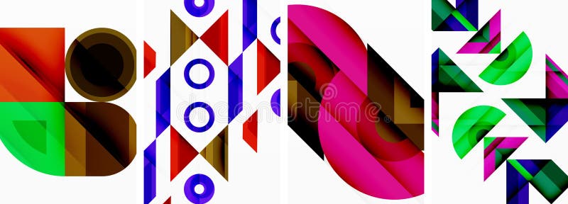 A Bunch of Colorful Geometric Shapes on a White Background Stock Vector ...