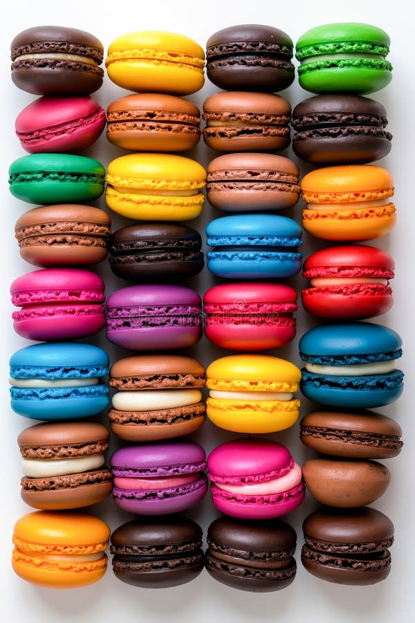 Colorful Macarons Arranged Circle White Background Assortment Stock ...