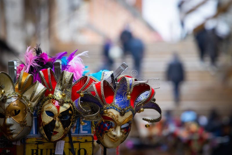 Bunch of Colorful Masks at the Venice Carnival Stock Image - Image of ...