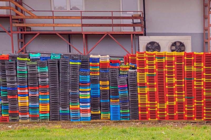 Bunch of Colorful Plastic Crates Stock Image - Image of heap ...