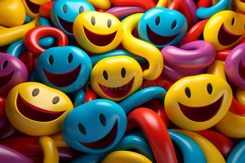 A Bunch of Colorful Smiley Faces are Arranged Together Stock ...