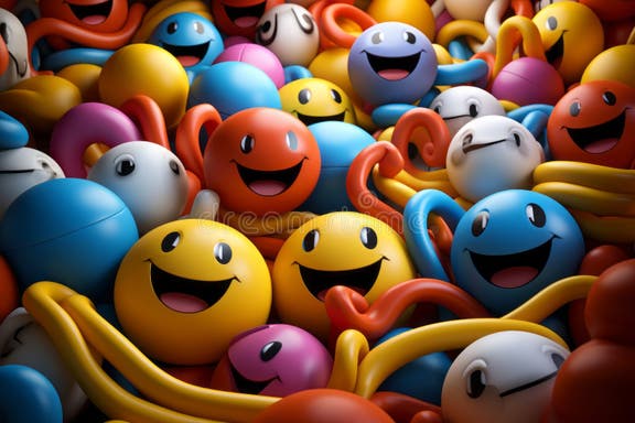 A Bunch of Colorful Smiley Faces in a Pile Stock Illustration ...