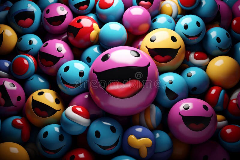 A Bunch of Colorful Smiley Faces are Surrounded by Other Smiley Faces ...