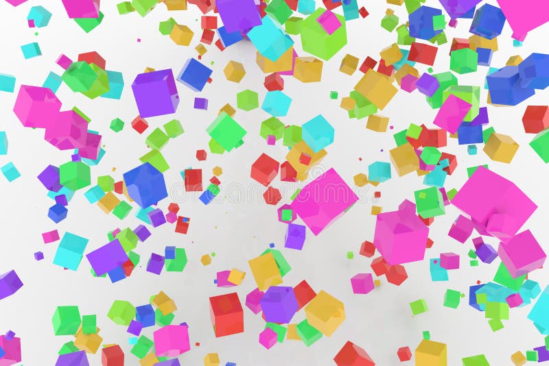 Bunch of Colorful Square Boxes Flow from the Floor, Modern Style ...