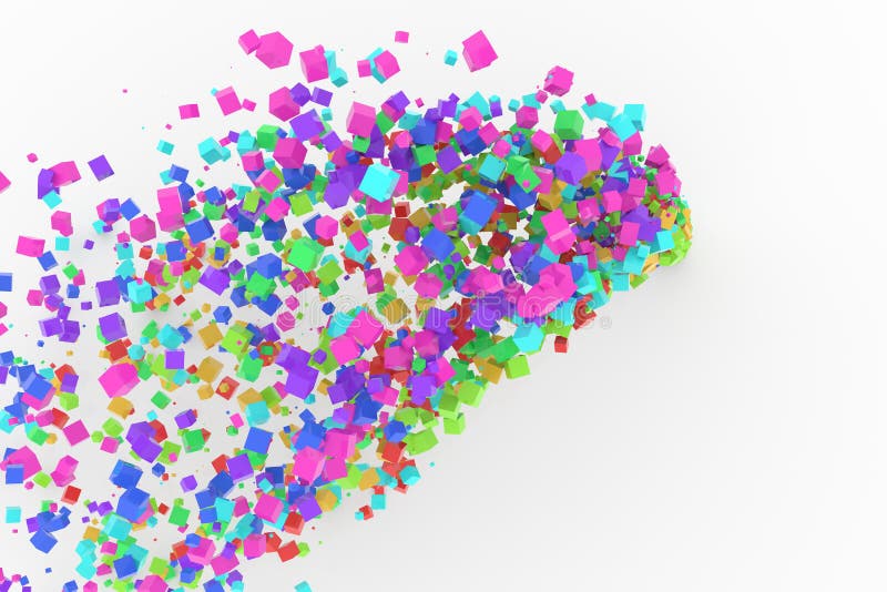 Bunch of Colorful Square Boxes Flow from the Floor, Modern Style ...