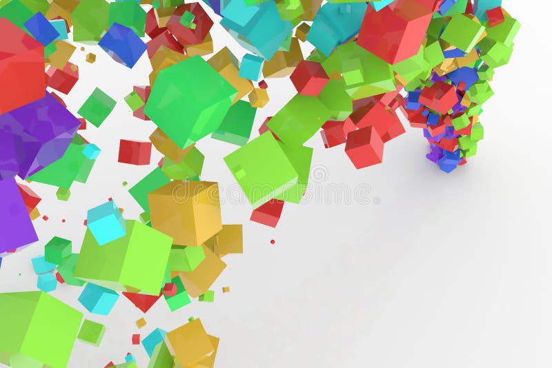 Bunch of Colorful Square Boxes Flow from the Floor, Modern Style ...