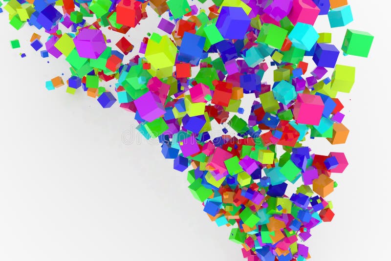 Bunch of Colorful Square Boxes Flow from the Floor, Modern Style ...