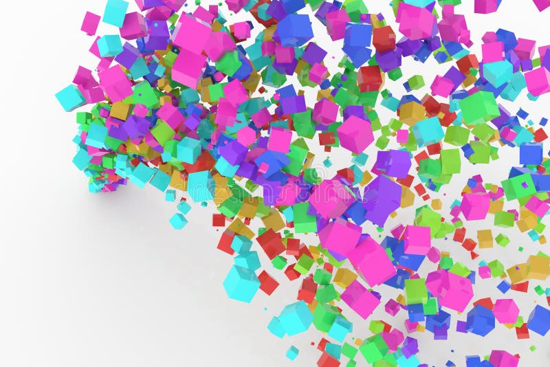 Bunch of Colorful Square Boxes Flow from the Floor, Modern Style ...