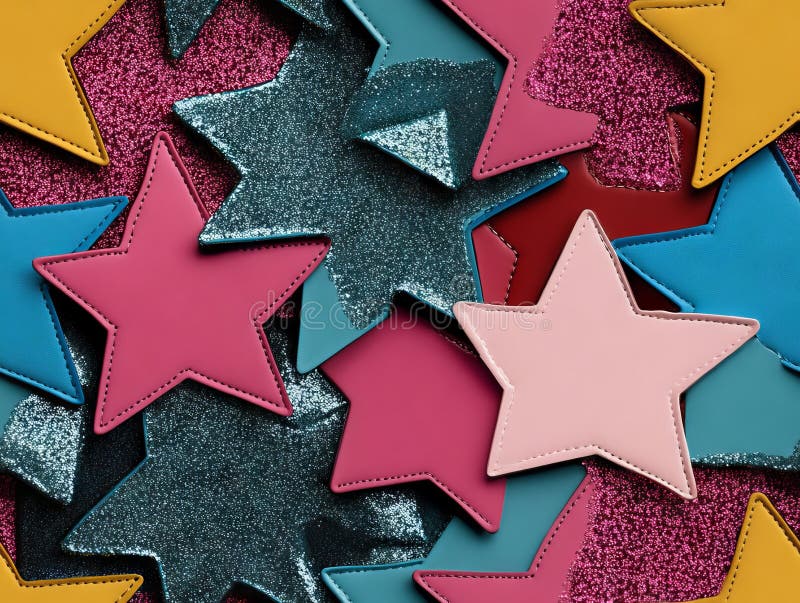 A Bunch of Colorful Stars that are on a Table Stock Image - Image of ...