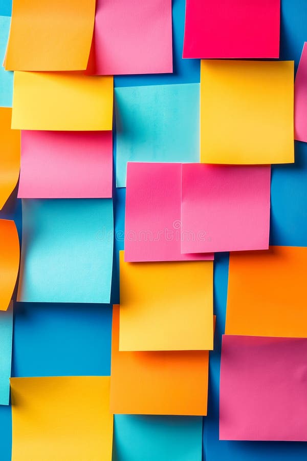 A Bunch of Colorful Sticky Notes on a Blue Background Stock Image ...