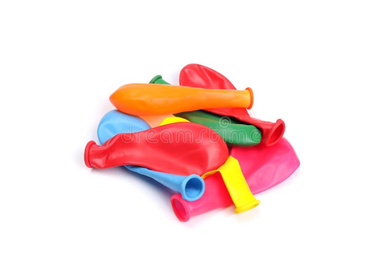Bunch of Colorful Unblown Balloons Isolated on White Stock Photo ...