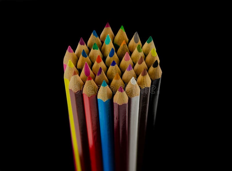Colourful Pencils in a Straight Line Stock Image - Image of ...