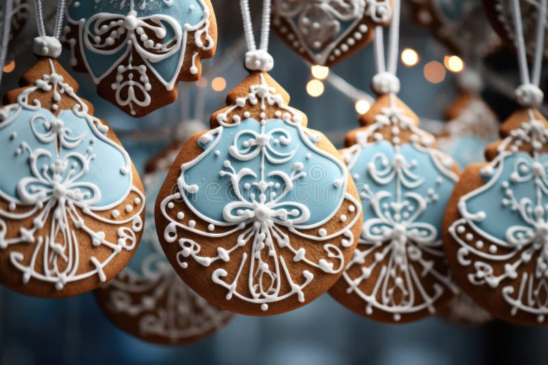 A Bunch of Cookies Hanging from a String Stock Illustration ...