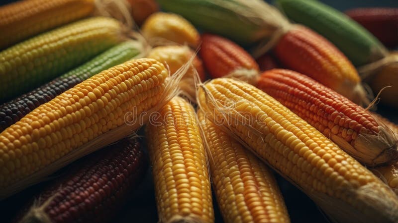 A Bunch of Corn with Different Colored Kernels. Stock Illustration ...