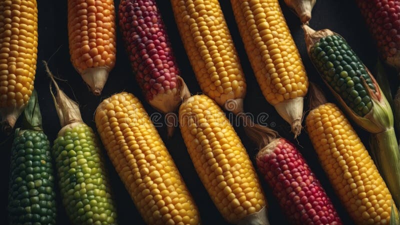 A Bunch of Corn with Different Colored Kernels. Stock Illustration ...