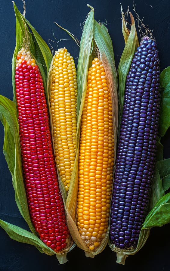 A Bunch of Corn with Different Colors, Including Red, Yellow, and ...