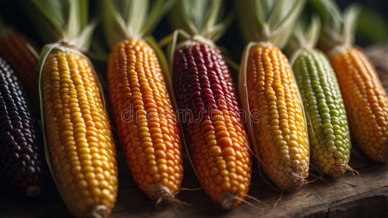 A Bunch of Corn with Different Colors and Sizes. Stock Illustration ...