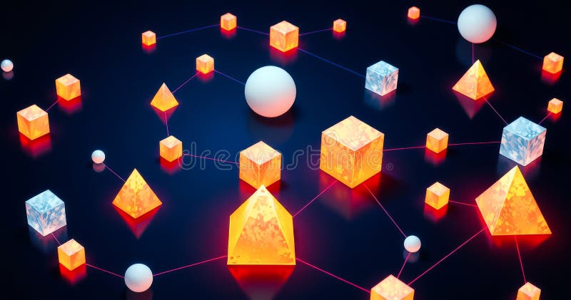 Bunch of Cubes and Spheres are Connected To Each Other Stock Image ...