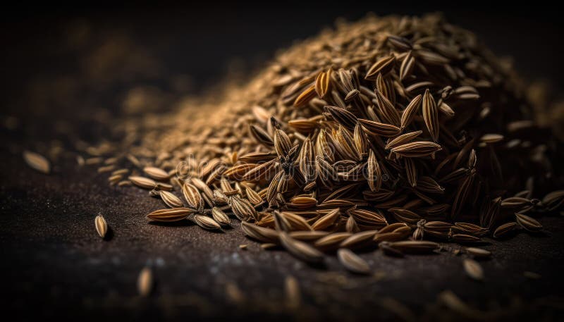 A Bunch of Cumin on a Wooden Surface. Close-up. Spices Stock ...
