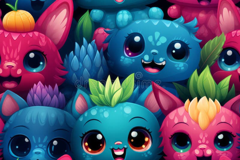 A Bunch of Cute Cartoon Animals are Grouped Together Stock Illustration ...