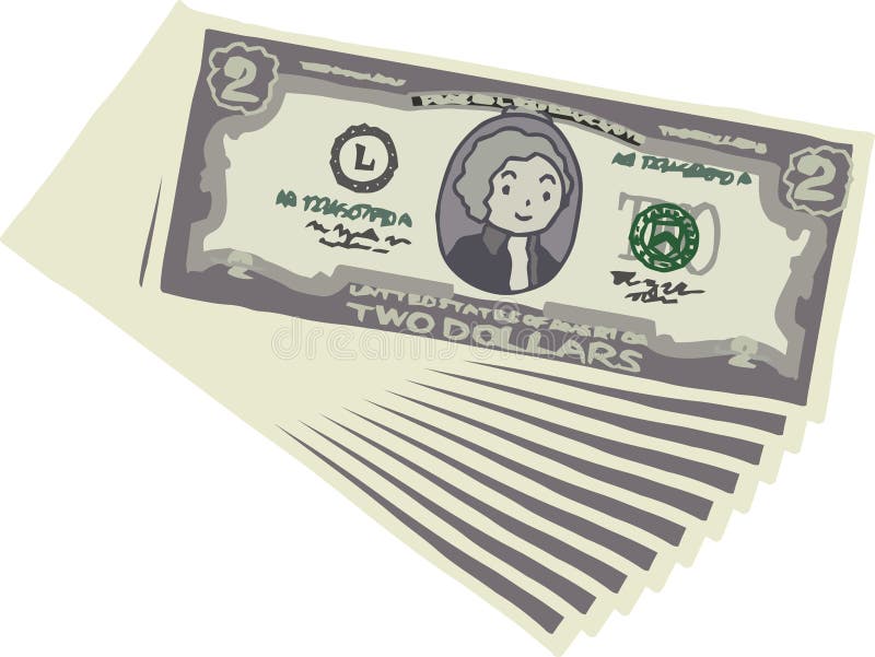 Bunch of Cute Hand-painted 2 US Dollar Banknote Stock Vector ...