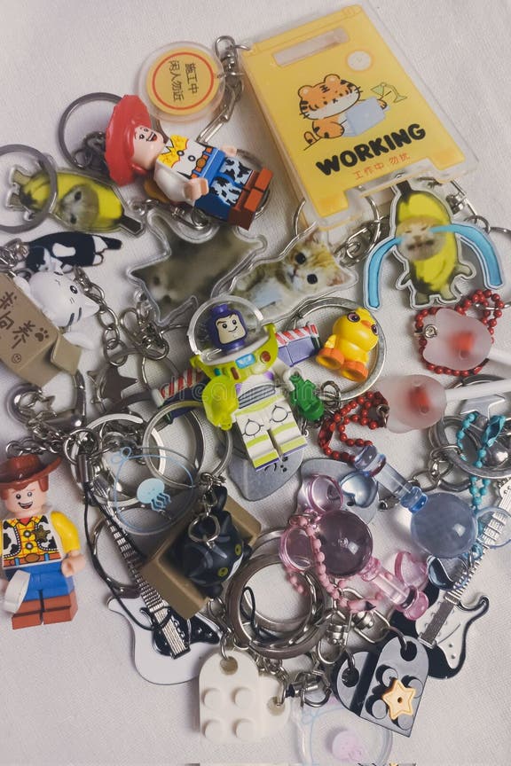 A Bunch of Cute Lego Key Chains Editorial Image - Image of stack ...