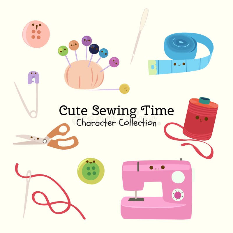 Cartoon Girl With Sewing Machine Stock Vector Illustration Of Woman