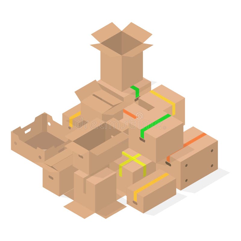 Bunch of 3D Cardboard Boxes, Vector Illustration Stock Vector ...