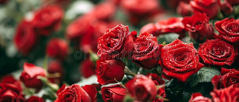 A Bunch of Deep Red Colored Roses, Wide Scale Image Stock Illustration ...