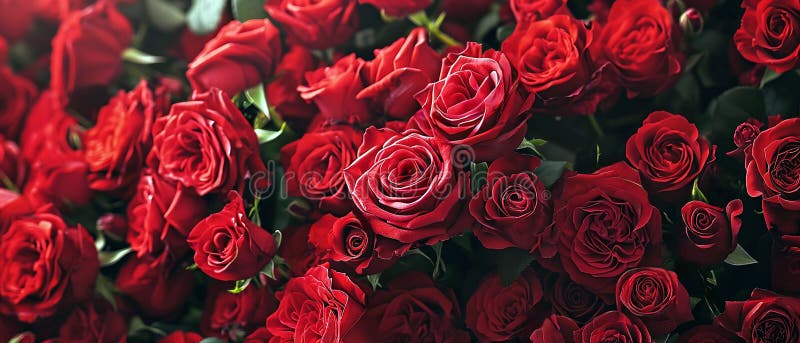A Bunch of Deep Red Colored Roses, Wide Scale Image Stock Illustration ...