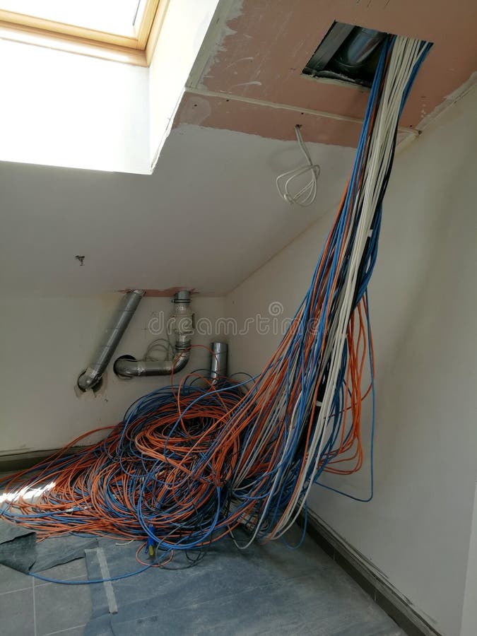 A bunch of cables stock image. Image of cable, building - 165645293