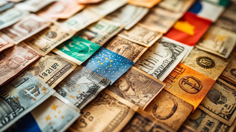 Bunch of Different Colored Bills are Piled on Top of Each Other Stock ...