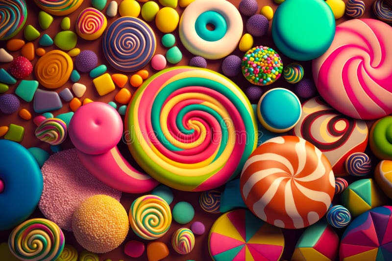 Bunch of Different Colored Candies and Lollipops. Generative AI Stock ...