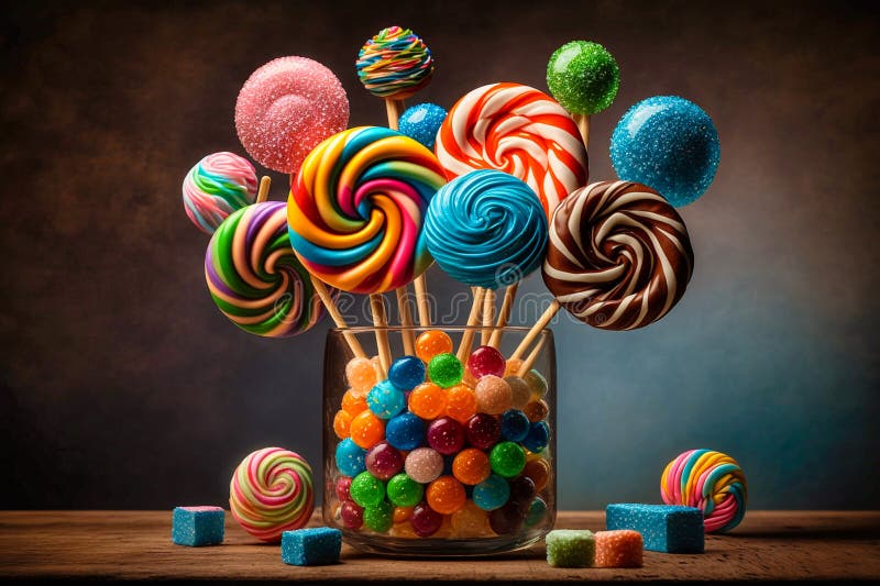Bunch of Different Colored Candies and Lollipops, Generative AI Stock ...