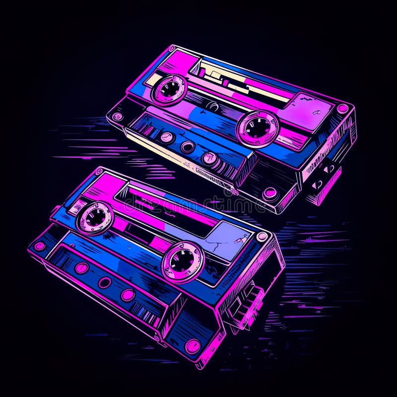 A Bunch of Different Colored Cassettes on a Black Surface. AI ...