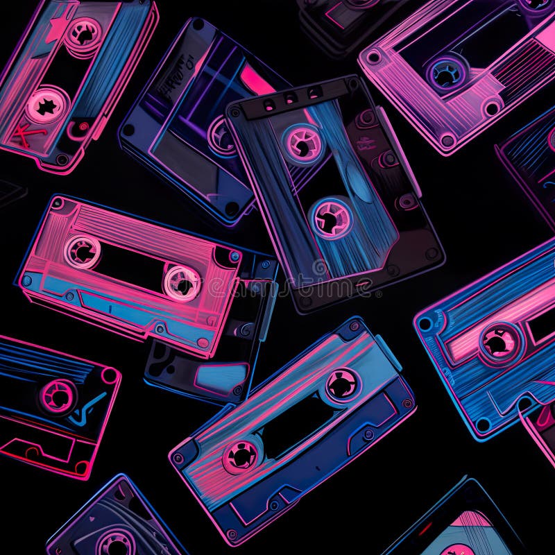 A Bunch of Different Colored Cassettes on a Black Surface. AI ...