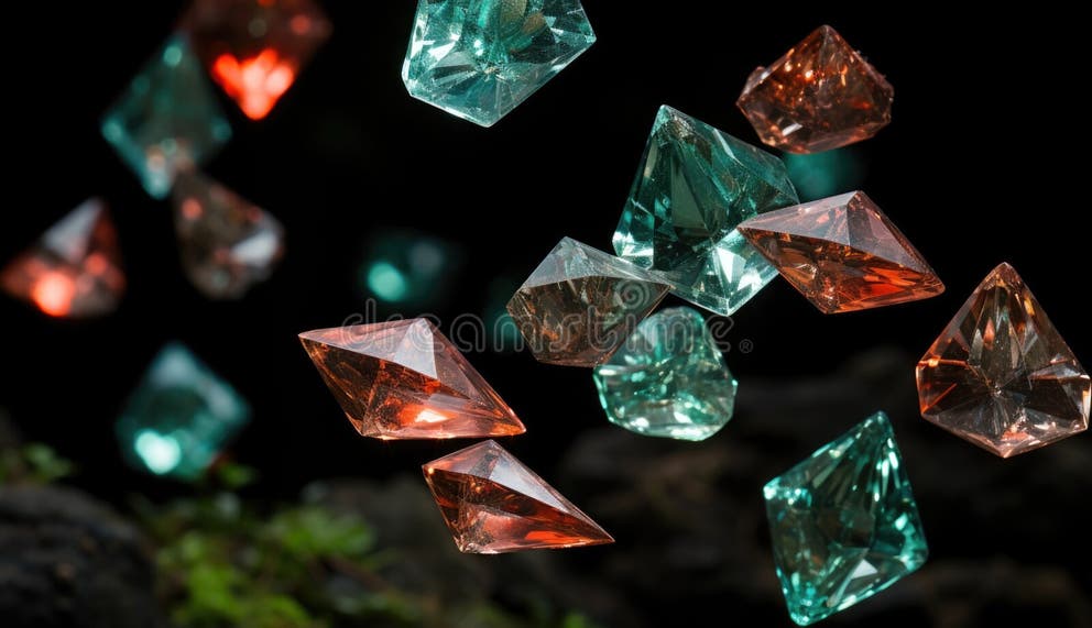 A Bunch of Different Colored Diamonds Flying in the Air. Generative AI ...