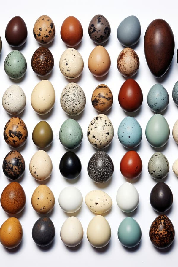 A Bunch of Different Colored Eggs on a White Surface Stock Photo ...