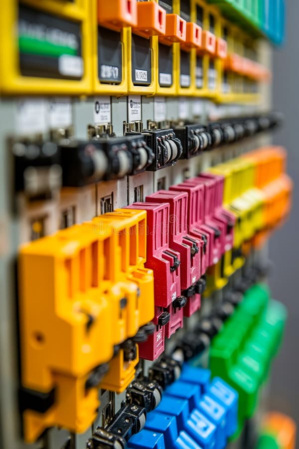 A Bunch of Different Colored Electrical Switches and Switches on a Wall ...