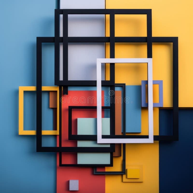 A Bunch of Different Colored Frames on a Wall. AI Generative Image ...