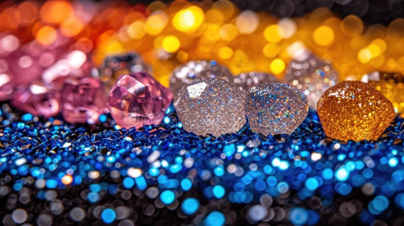 A Bunch of Different Colored Glitter and Shiny Objects on a Table, AI ...