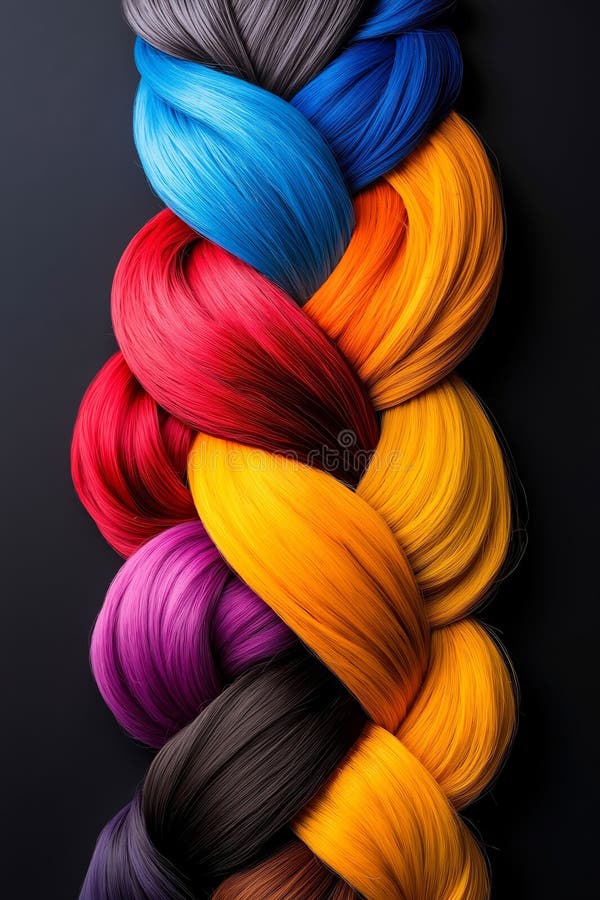 A Bunch of Different Colored Hair on a Black Background Stock Photo ...