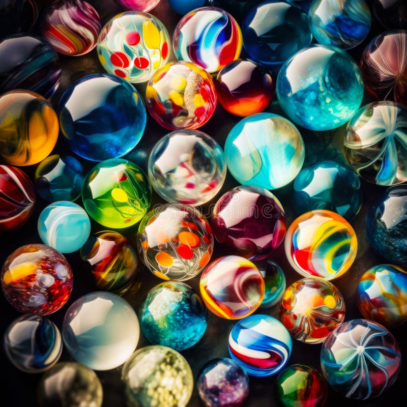 Bunch of Different Colored Marbles Sitting on Top of Black Surface ...
