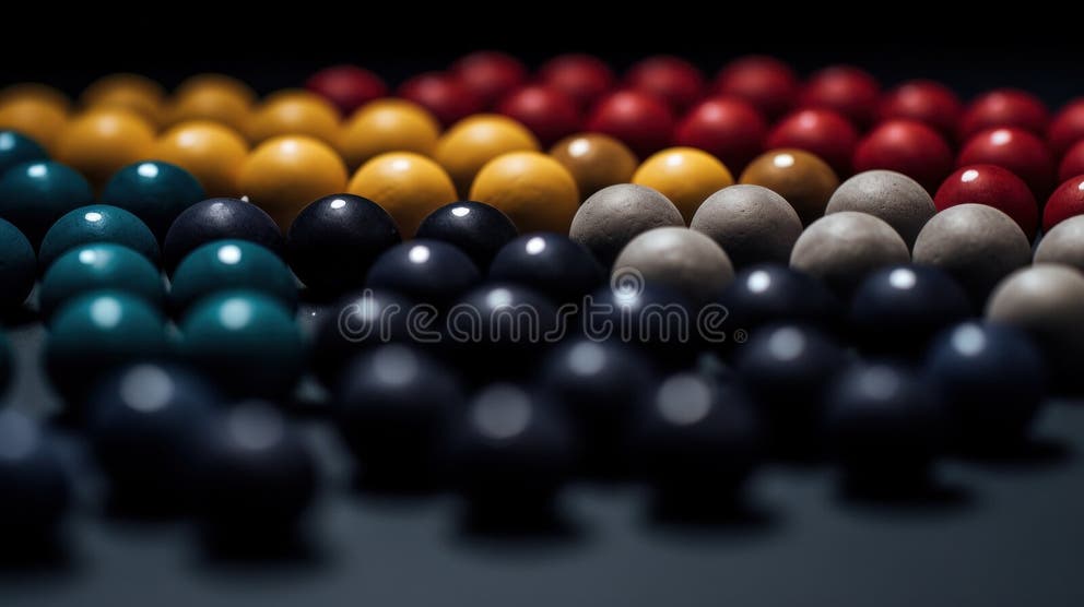 A Bunch of Different Colored Marbles on a Table, AI Stock Illustration ...