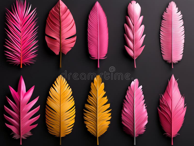A Bunch of Different Colored Paper Leaves on a Black Background Stock ...