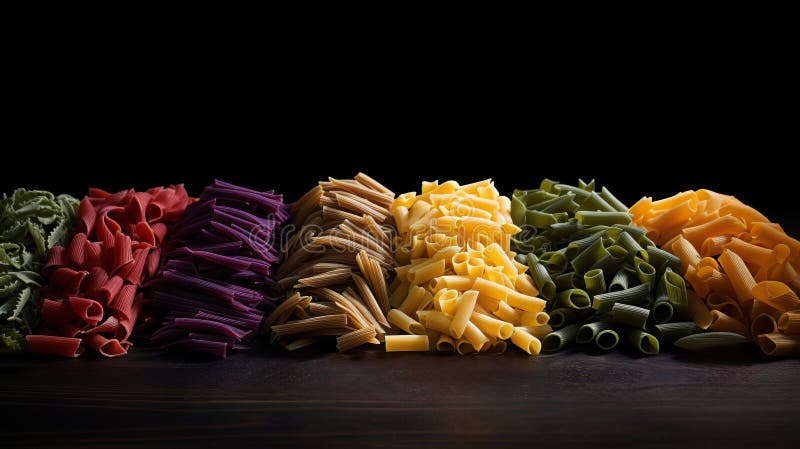 Bunch Different Colored Pasta Table Stock Photos - Free & Royalty-Free ...